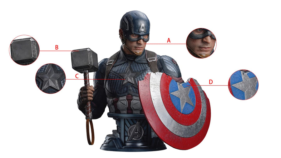 MARVEL Captain America Life-size Bust By Queen Studio - Figuristi Store